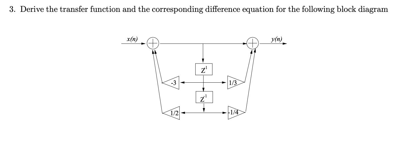 Solved Derive the transfer function and the corresponding | Chegg.com