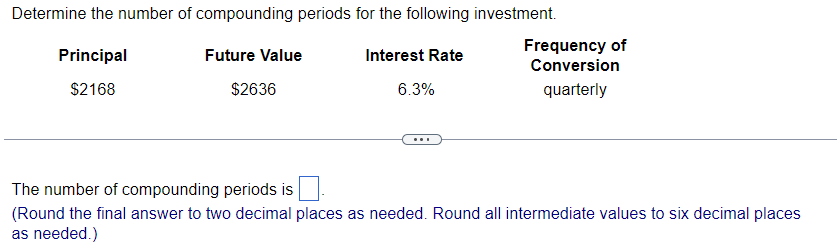 Solved Determine the number of compounding periods for the | Chegg.com