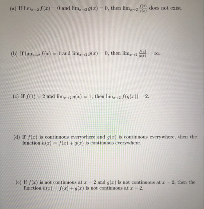 Solved Let Fx And Gx Be Functions Defined Everywhere 8186