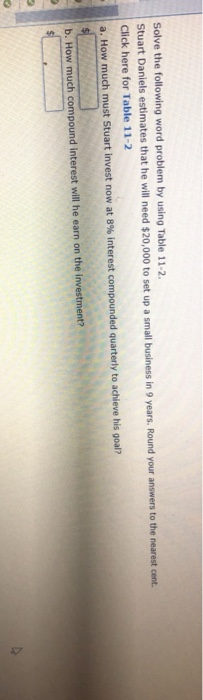 Solved Solve the following word problem by using Table 11-2 | Chegg.com