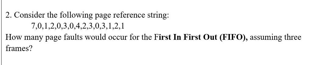 Solved 2. Consider the following page reference string: | Chegg.com