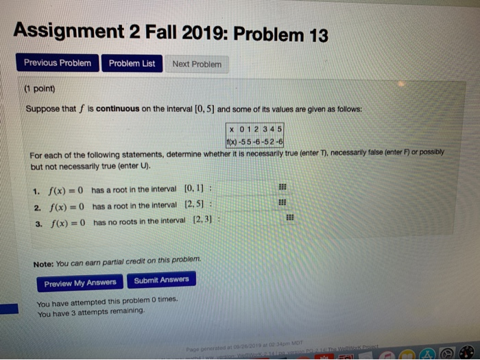Solved Assignment 2 Fall 2019: Problem 13 Previous Problem | Chegg.com