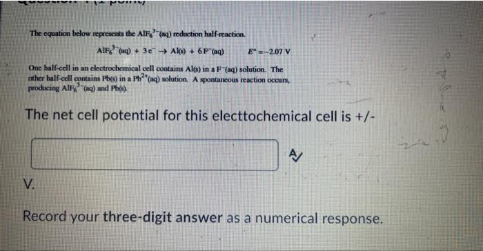 Solved The equation below represents the AlF 3 - (aq) | Chegg.com