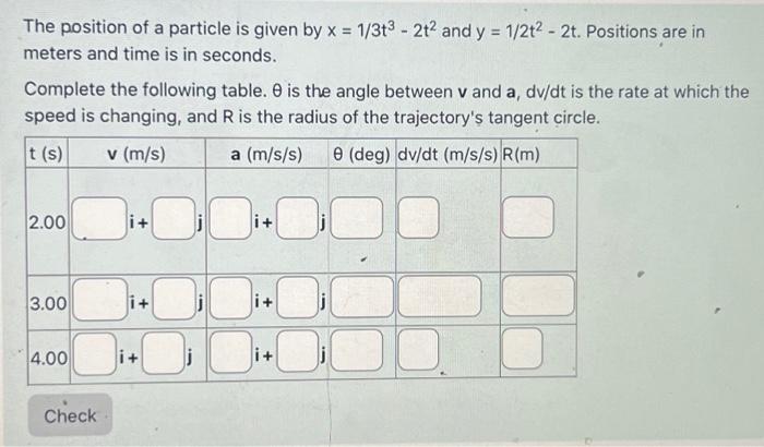 Solved The position of a particle is given by x=1/3t3−2t2 | Chegg.com