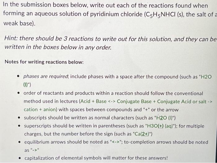 Solved In the submission boxes below, write out each of the | Chegg.com