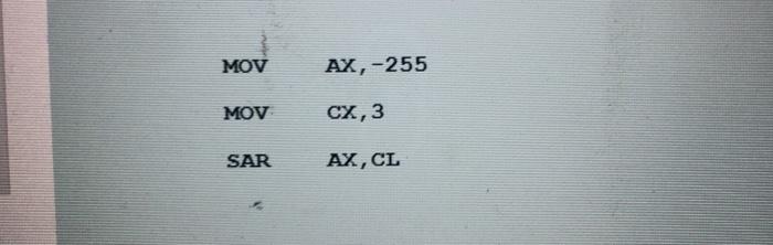 Solved Fill the effected main register after execution of | Chegg.com