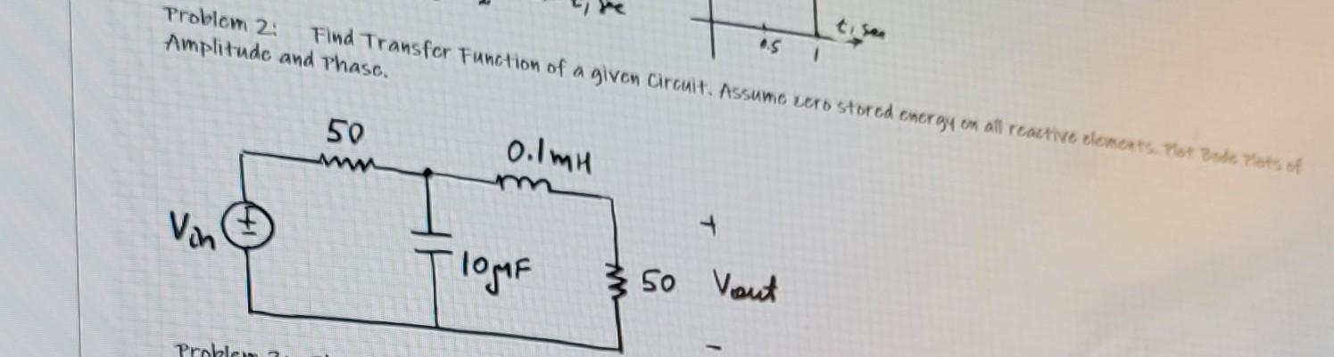 Solved Problem 2: Find Transfer Function of a given Circuit. | Chegg.com