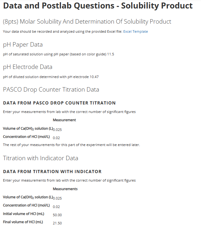 Chemistry labDATA FROM PASCO DROP COUNTER | Chegg.com