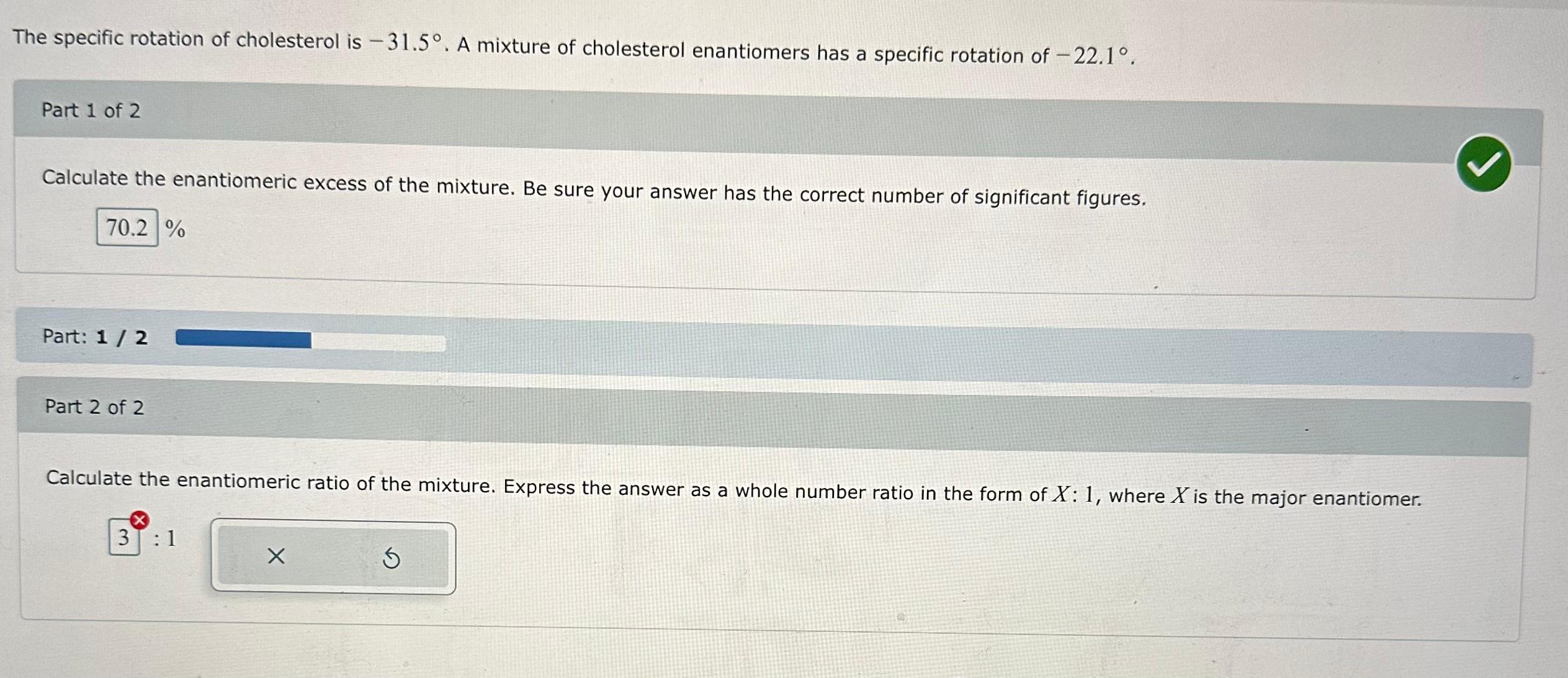 Solved The specific rotation of cholesterol is -31.5°. ﻿A | Chegg.com