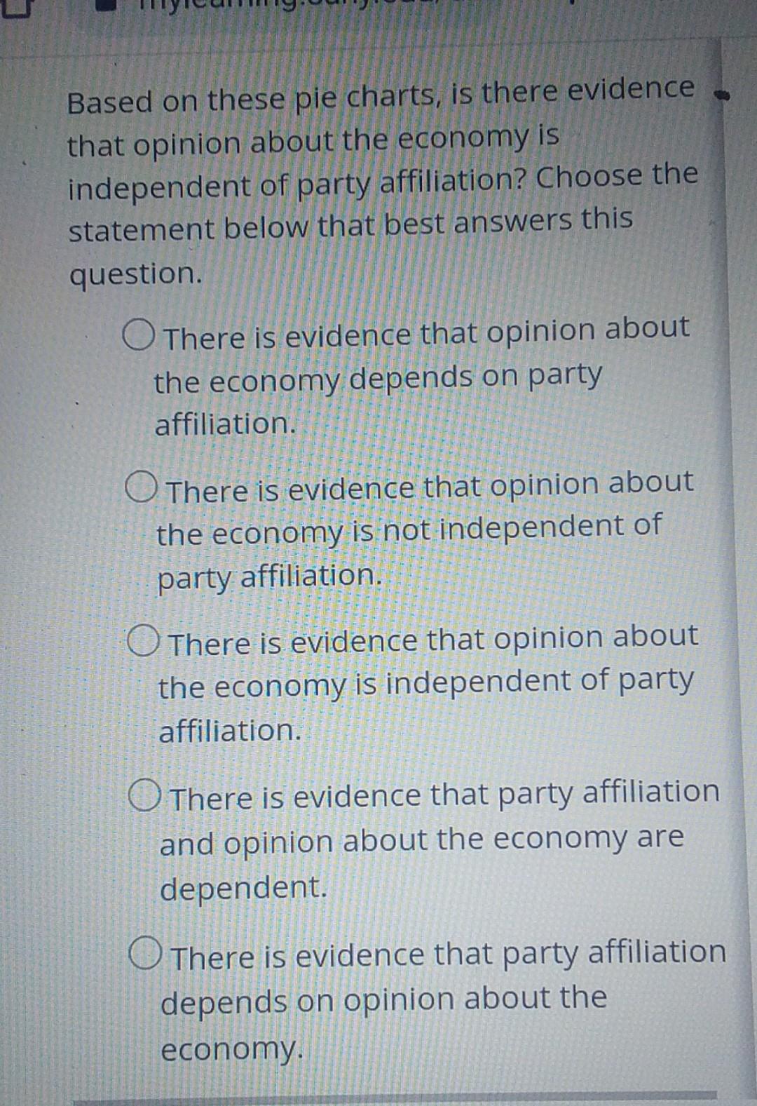 Based on these pie charts, is there evidence that | Chegg.com