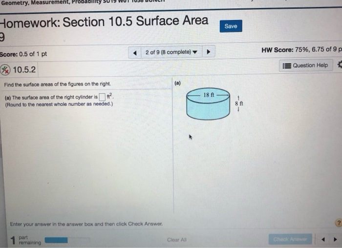 Solved PART A: the surface area of the right cylinder is | Chegg.com