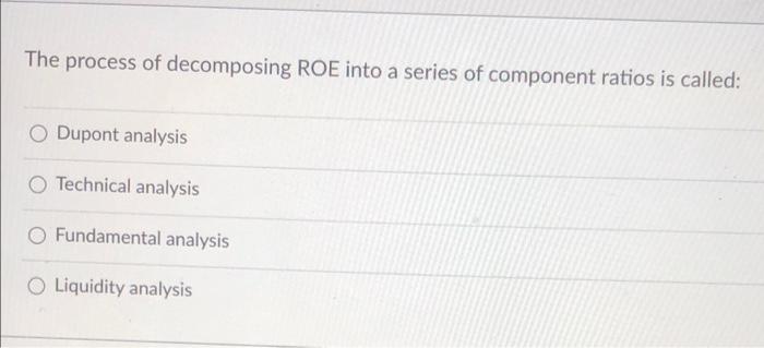 Solved The process of decomposing ROE into a series of | Chegg.com
