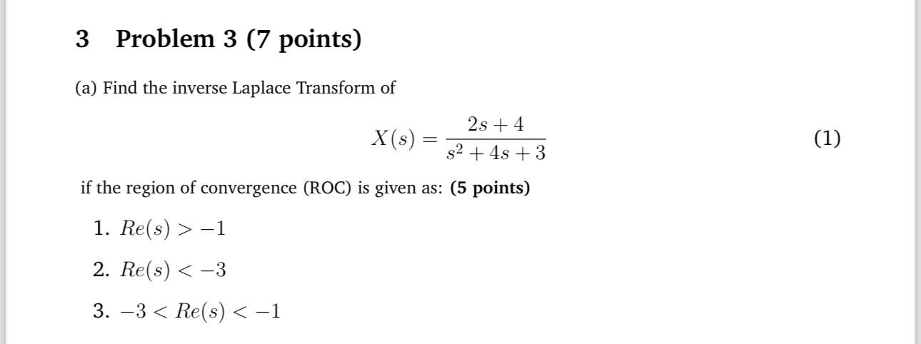 Solved 3 ﻿Problem 3 (7 ﻿points)(a) ﻿Find the inverse Laplace | Chegg.com