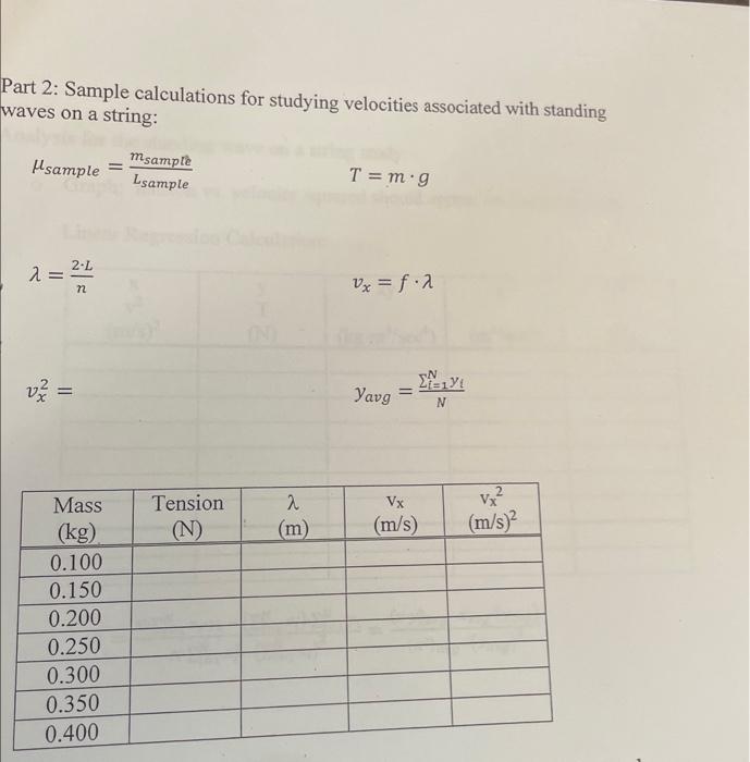 Solved Part 2: Sample calculations for studying velocities | Chegg.com