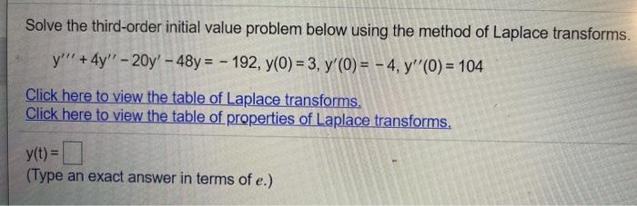 Solved Solve the third-order initial value problem below | Chegg.com