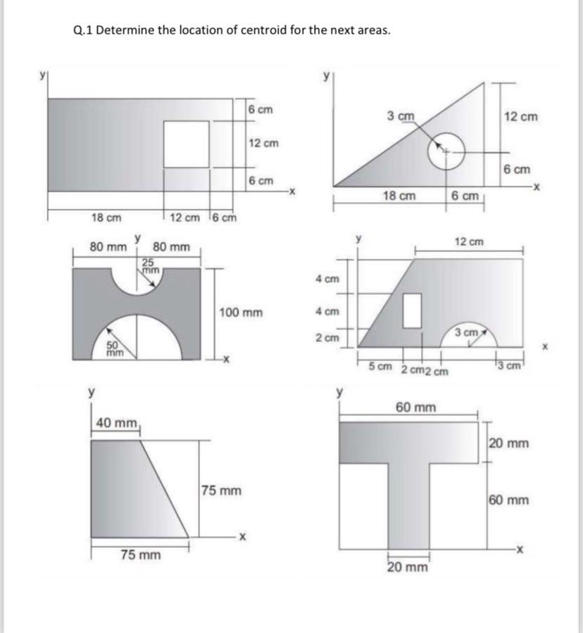 Solved Q. 1 ﻿Determine the location of centroid for the next | Chegg.com