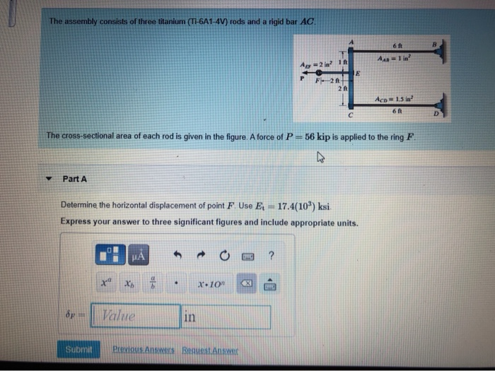 Solved The assembly consists of three titanium (Ti-6A1-4V) | Chegg.com