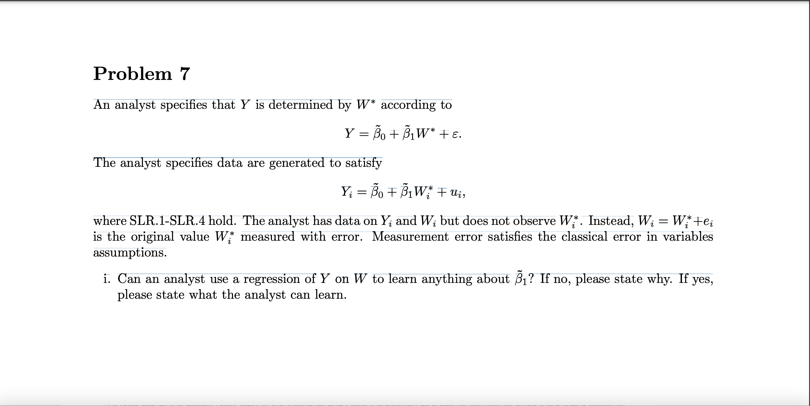 Solved Problem 7An analyst specifies that Y ﻿is determined | Chegg.com
