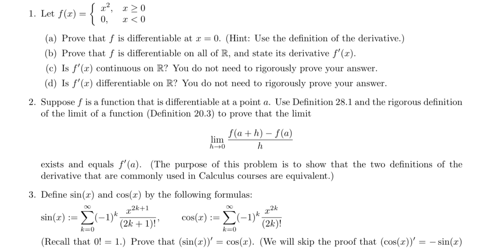 Solved Let f(x)={x2,x≥00,x