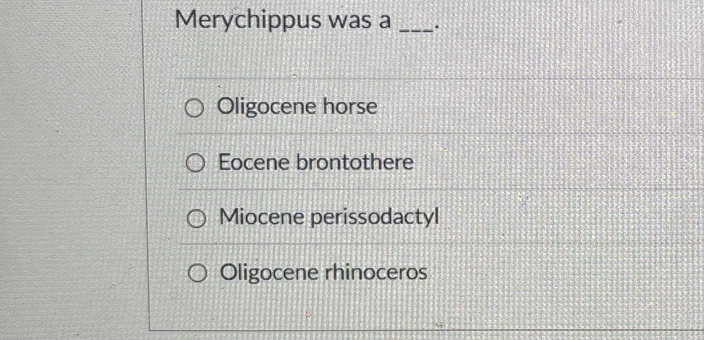 Solved Merychippus was a q, -Oligocene horseEocene | Chegg.com