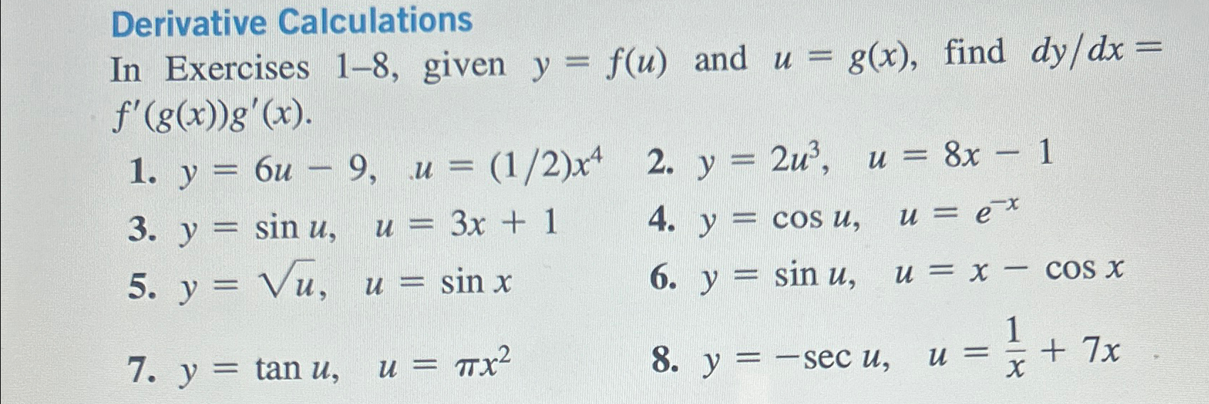 Solved Derivative CalculationsIn Exercises 1-8, ﻿given | Chegg.com