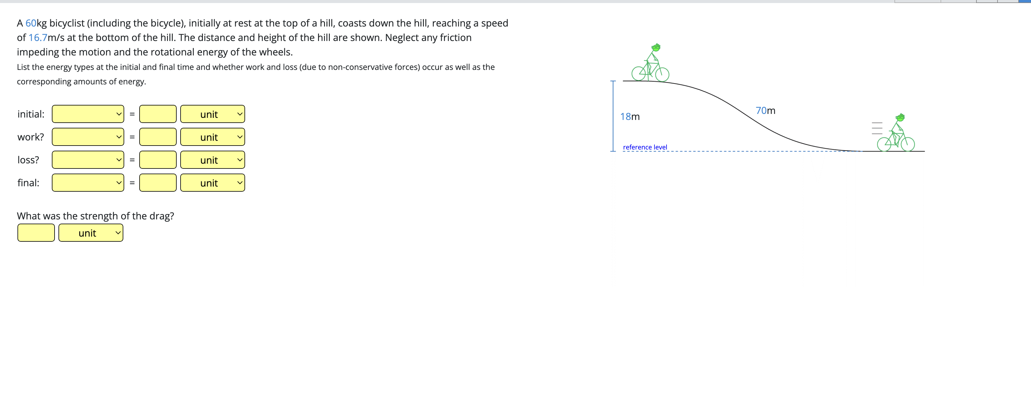 Solved A 60kg ﻿bicyclist (including the bicycle), ﻿initially | Chegg.com