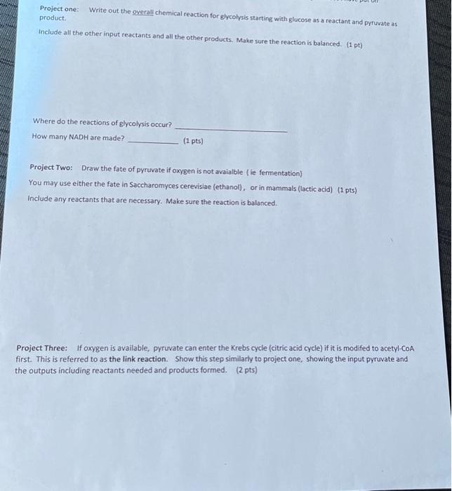 Solved Project one: Write out the overall chemical reaction | Chegg.com