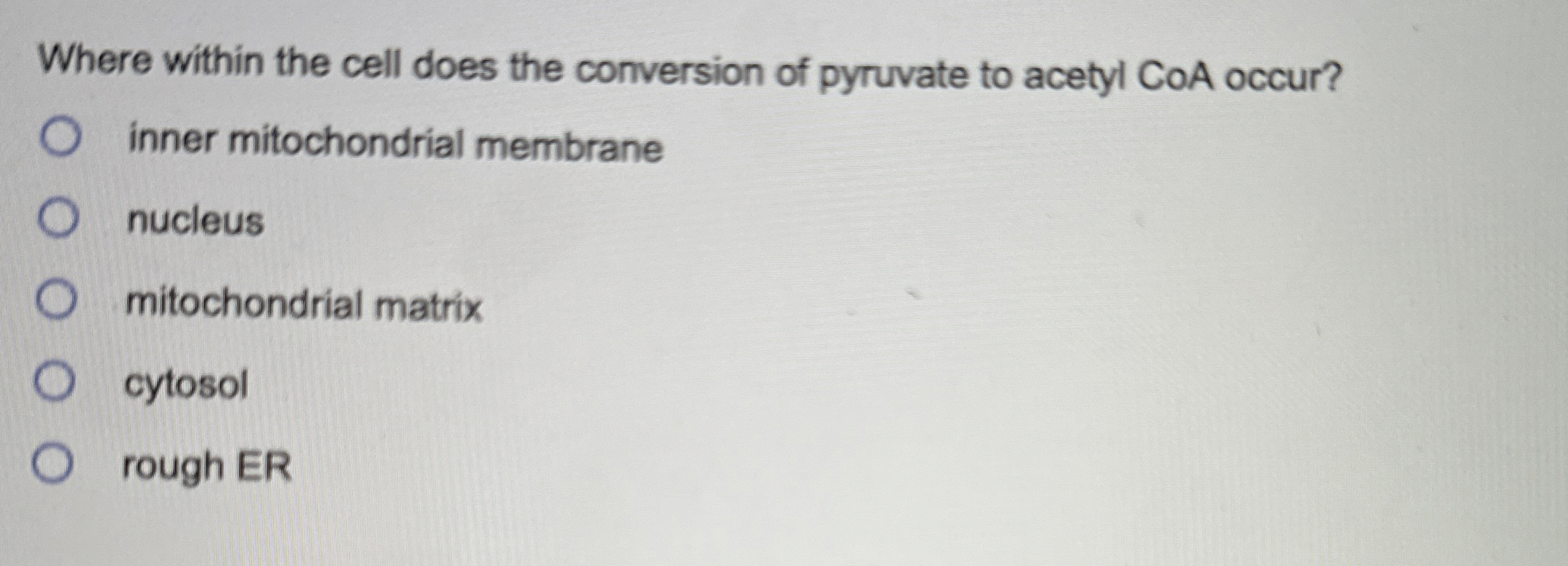 Solved Where within the cell does the conversion of pyruvate | Chegg.com