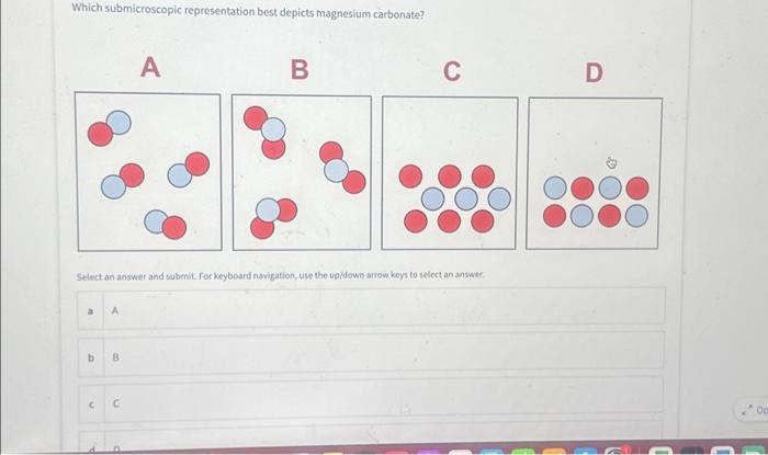 Solved Which submicroscopic representation best depicts | Chegg.com