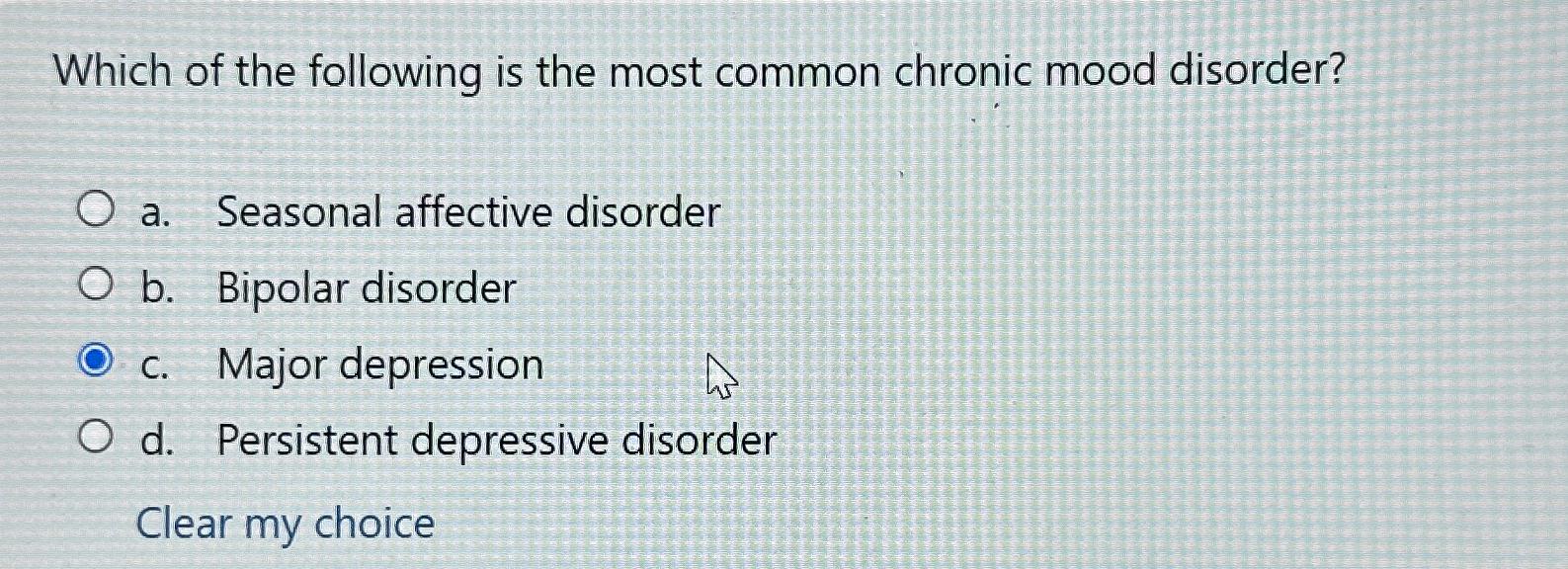 Solved Which of the following is the most common chronic | Chegg.com