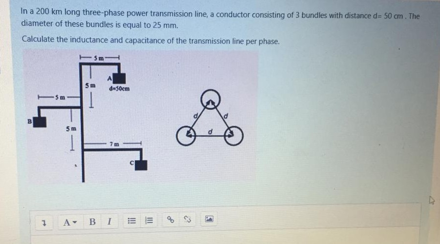 Solved In a 200 km long three-phase power transmission line, | Chegg.com