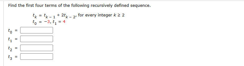Solved Find the first four terms of the following | Chegg.com
