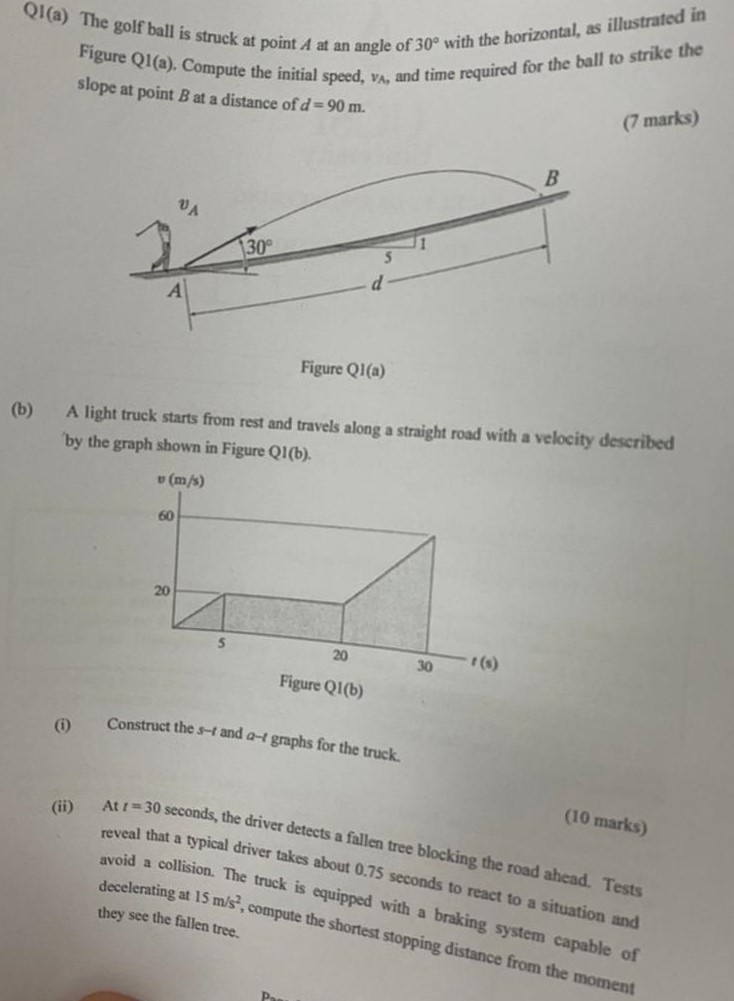 Solved Figure Q1(a). ﻿Compute the initial speed, vA, ﻿and | Chegg.com
