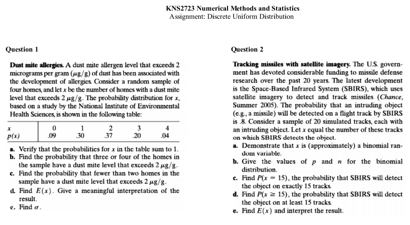 Solved KNS2723 ﻿Numerical Methods and StatisticsAssignment: | Chegg.com