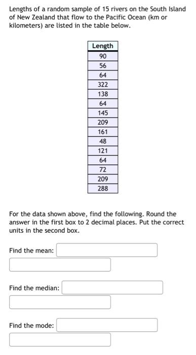 Solved Lengths of a random sample of 15 rivers on the South | Chegg.com