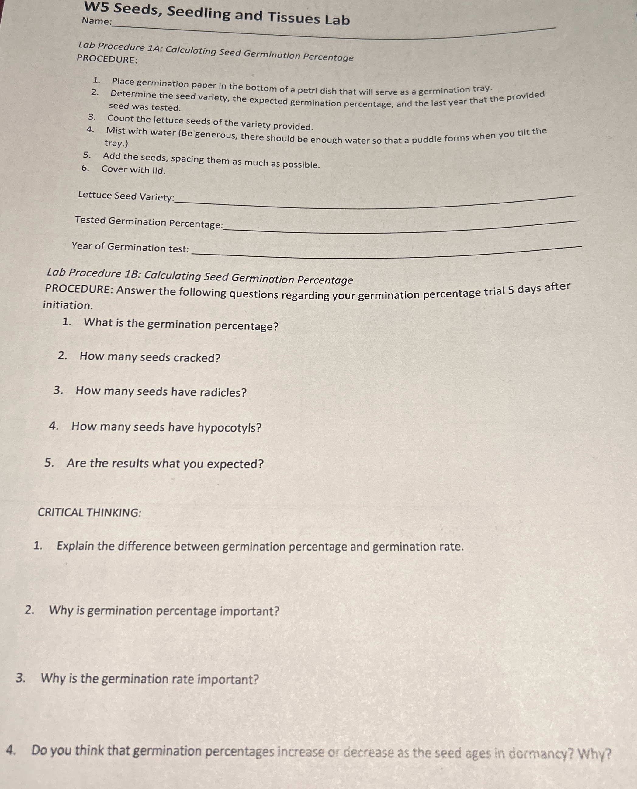 Solved W5 ﻿Seeds, Seedling and Tissues LabName: q,Lab | Chegg.com