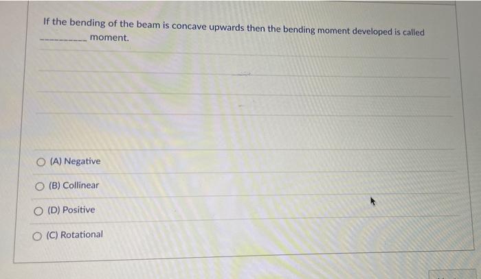 Solved If the bending of the beam is concave upwards then | Chegg.com
