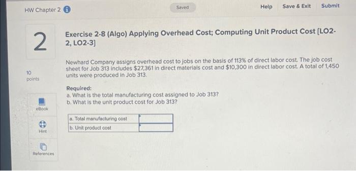 Solved Exercise 2-8 (Algo) Applying Overhead Cost; Computing | Chegg.com Solved Exercise 2-8 (Algo) Applying Overhead Cost; Computing | Chegg.com