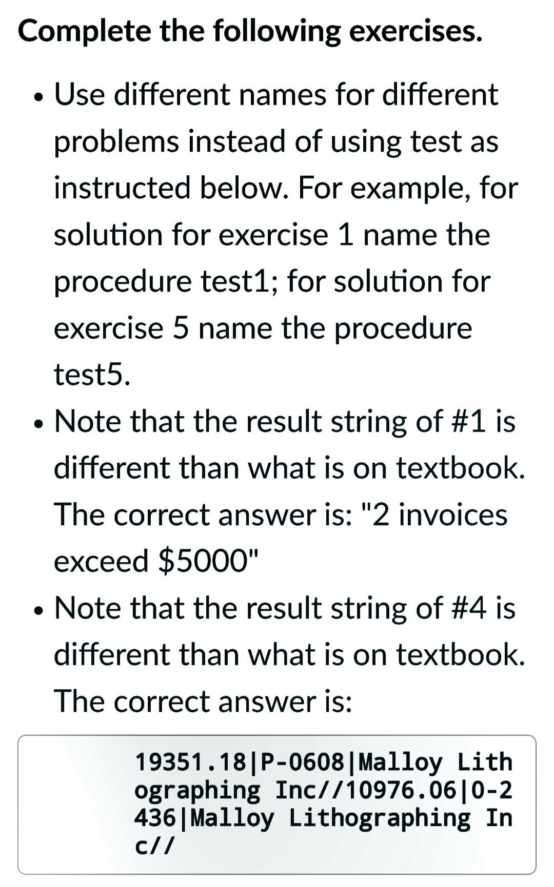 Solved Complete the following exercises. - Use different | Chegg.com