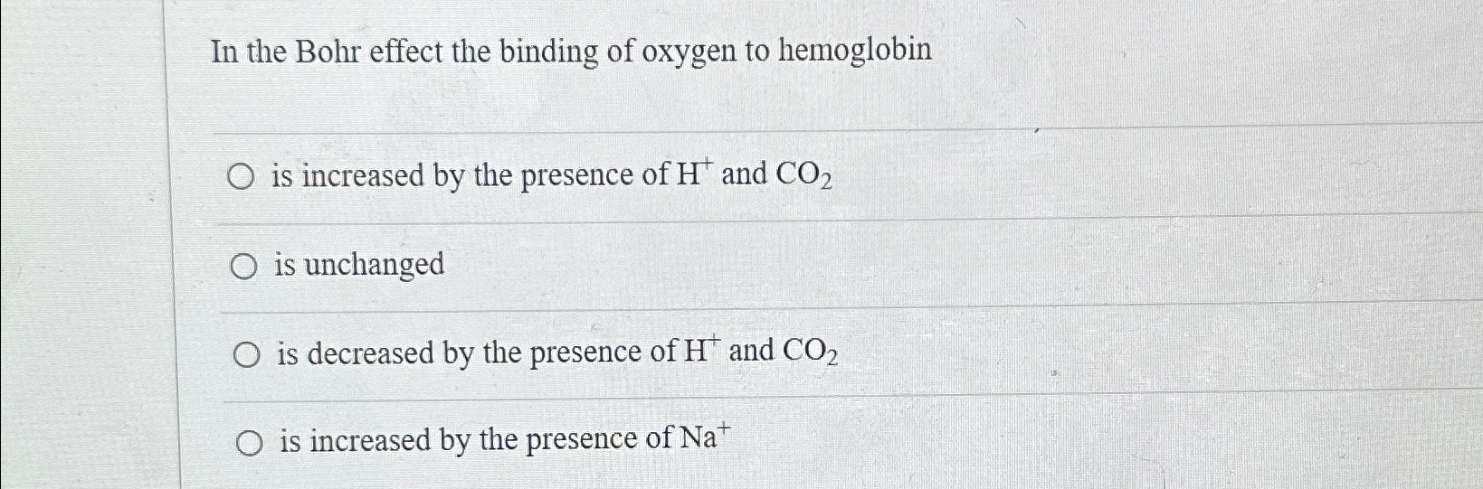 Solved In the Bohr effect the binding of oxygen to | Chegg.com