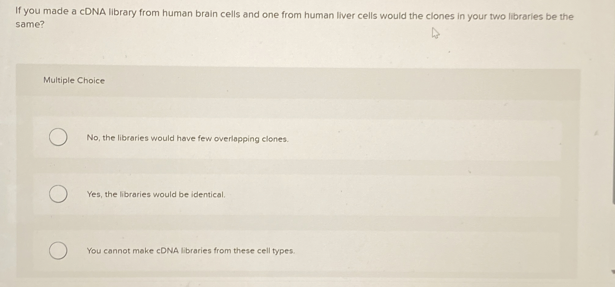Solved If you made a cDNA library from human brain cells and | Chegg.com