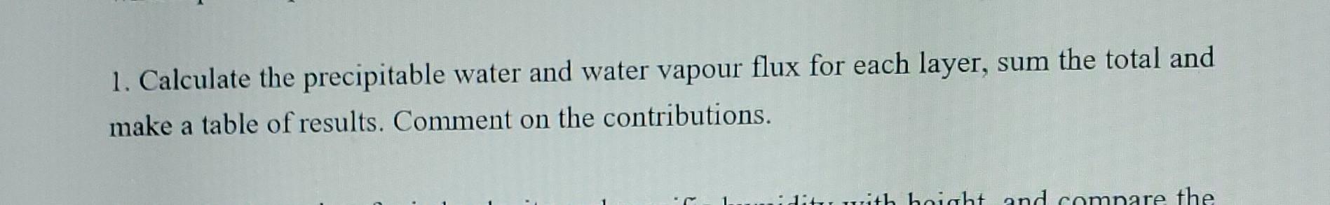 Solved In this practical we compute the precipitable water | Chegg.com