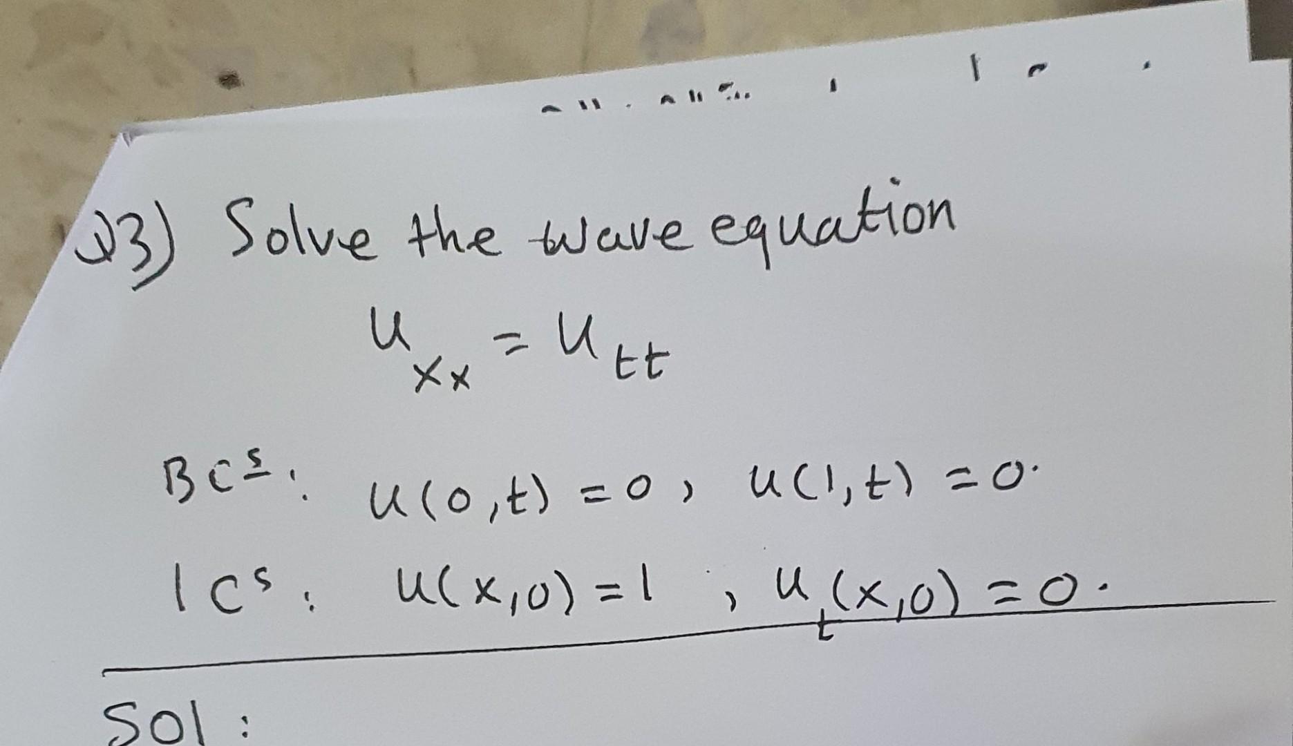 Solved 13) Solve the wave equation | Chegg.com