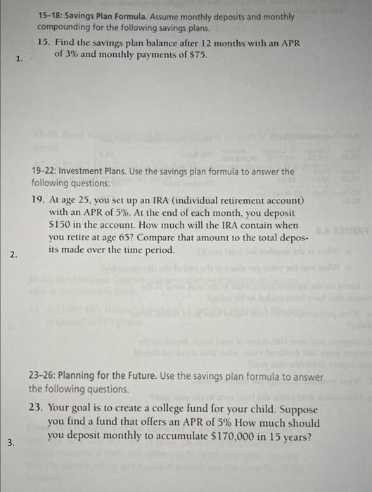 Solved 15-18: Savings Plan Formula. Assume monthly deposits | Chegg.com