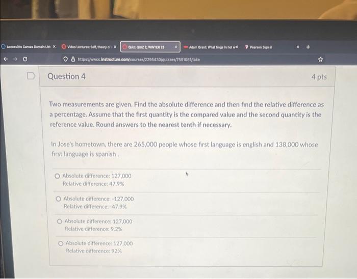 Solved Two measurements are given. Find the absolute | Chegg.com