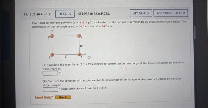 Solved In the figure below, each charged particle is located | Chegg.com