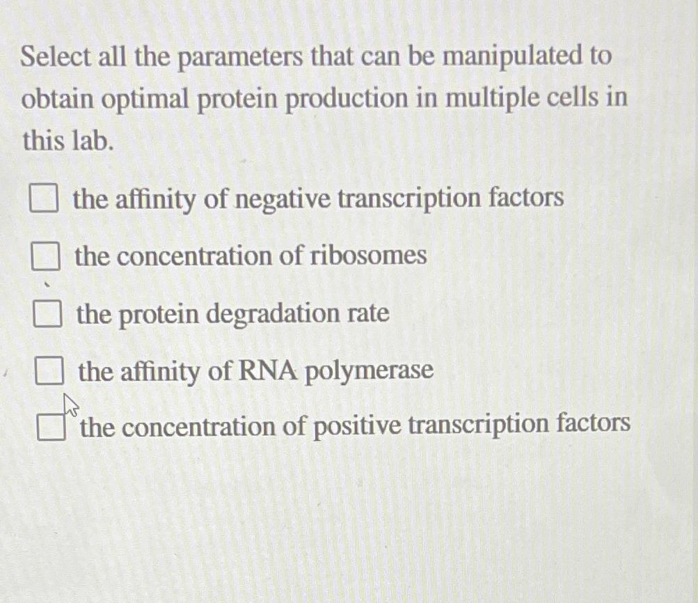 Solved Select all the parameters that can be manipulated to | Chegg.com