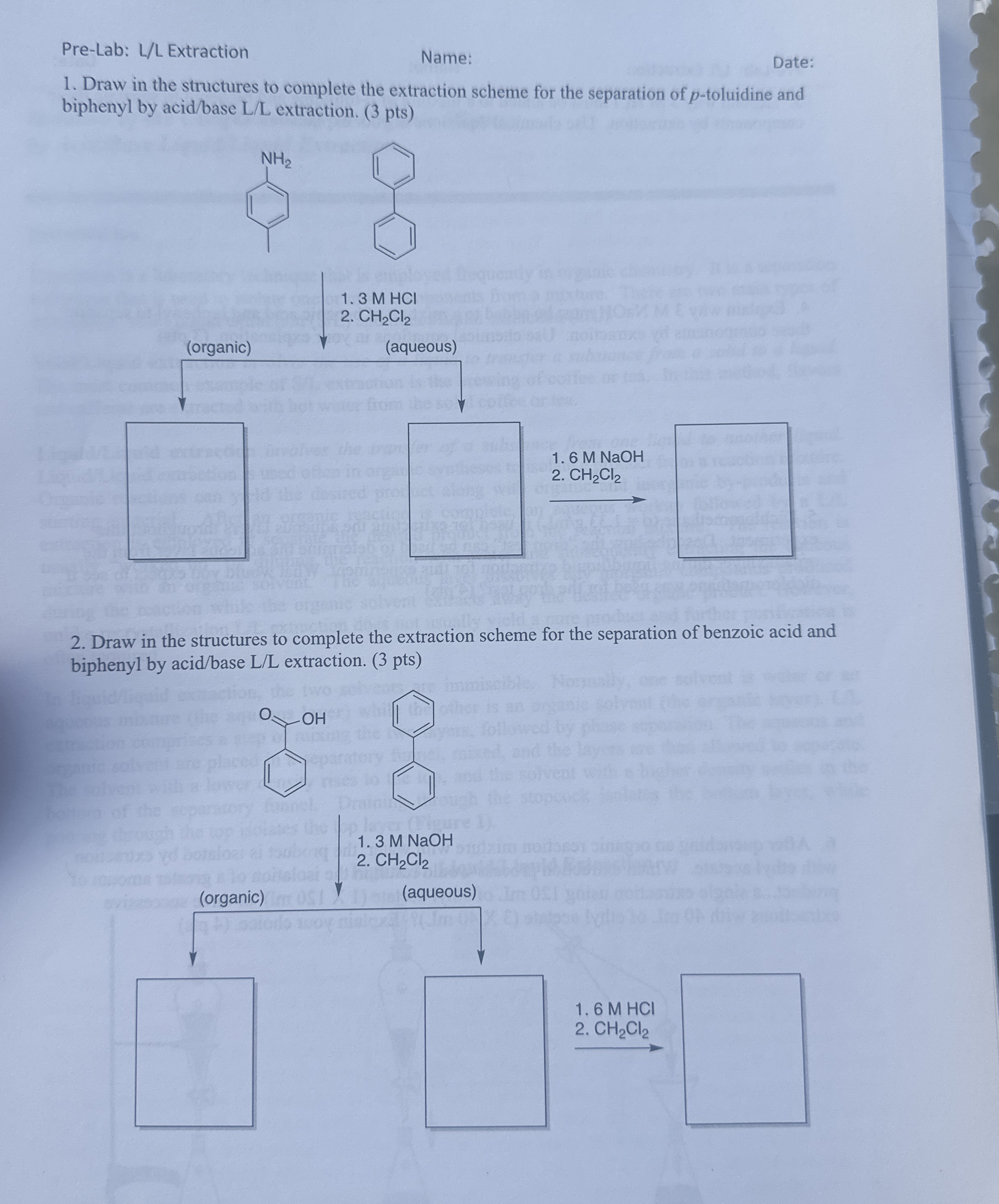 Solved Draw in the structures to complete the extraction | Chegg.com