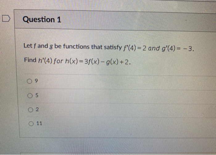 Solved Question 1 Let f and g be functions that satisfy | Chegg.com