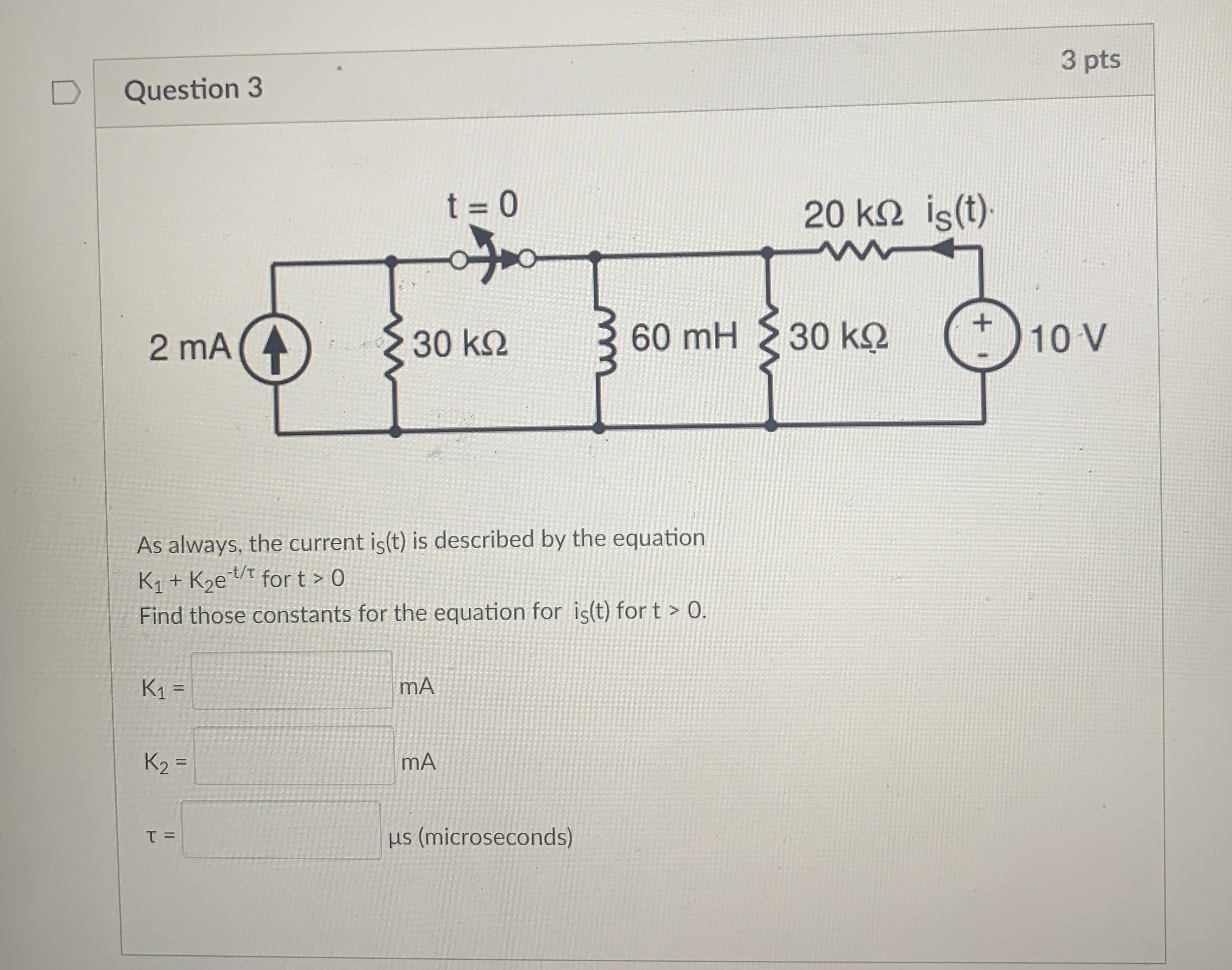 Solved Question 33 ﻿ptsAs always, the current is(t) ﻿is | Chegg.com